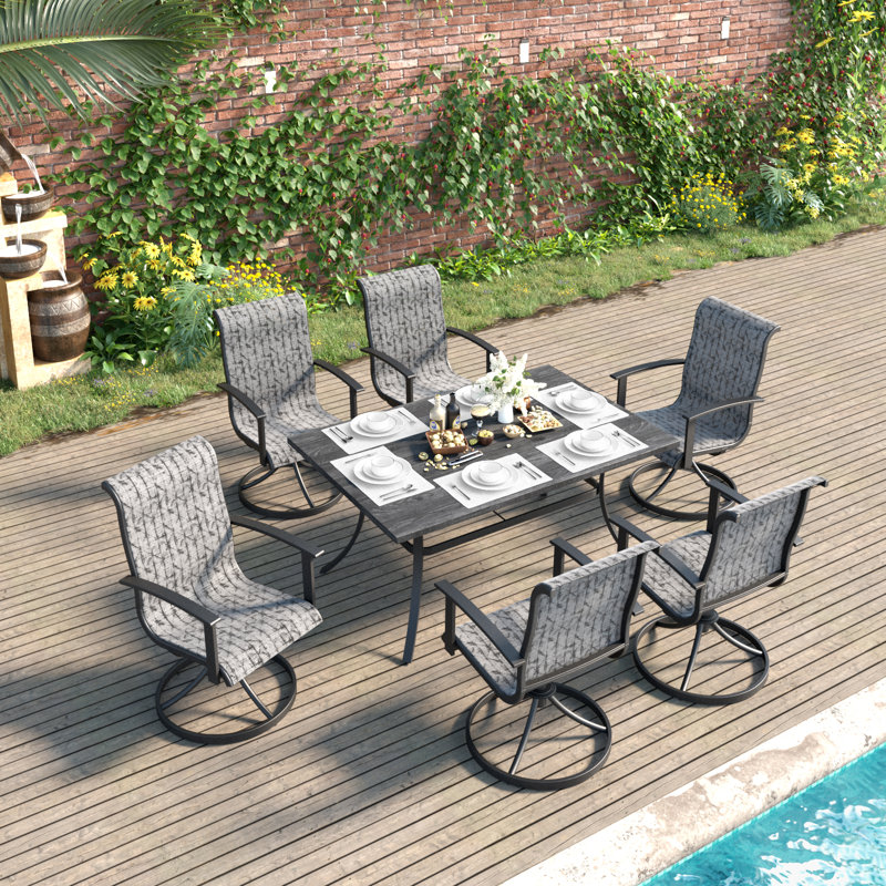 Winston Porter Rectangular 6 - Person 66'' Long Swivel Rocking Dining Set & Reviews - Wayfair Canada